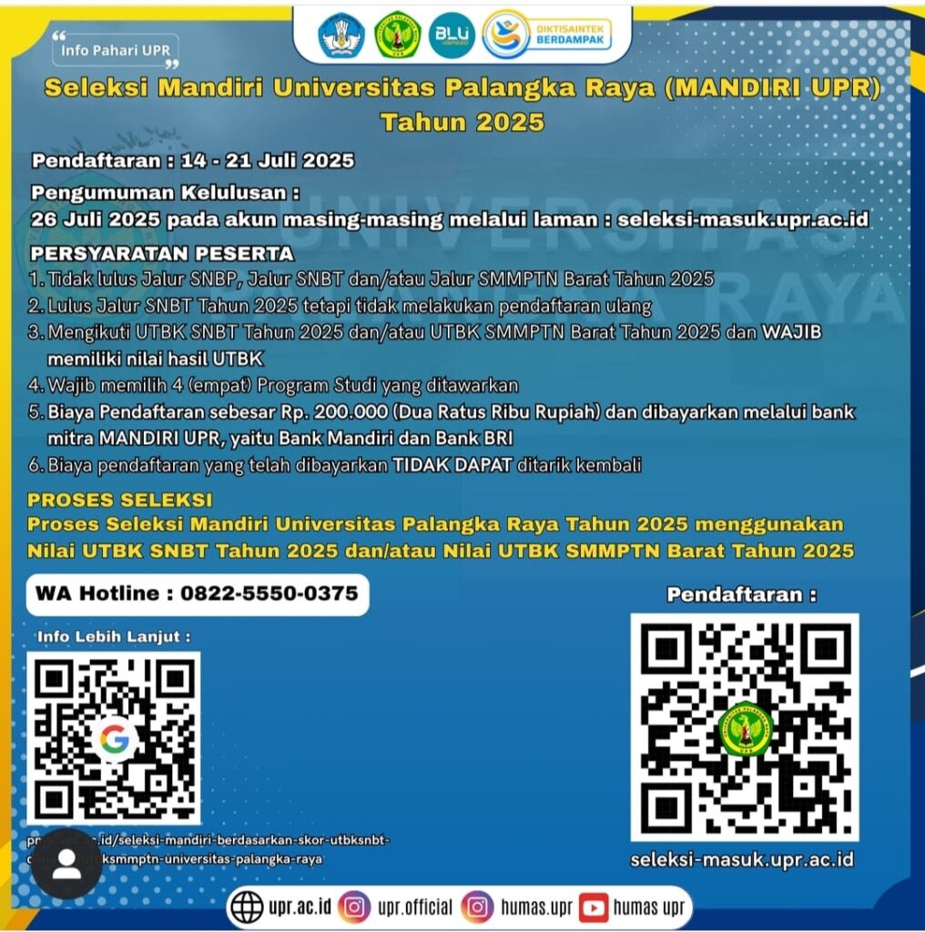 PENERIMAAN MAHASISWA BARU PROGRAM DIPLOMA DAN PROGRAM SARJANA JALUR SELEKSI MANDIRI UNIVERSITAS ...